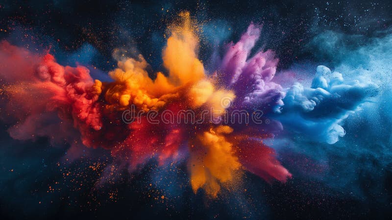 Oil Painting. Explosion of Colored Powder Stock Image - Image of spray ...