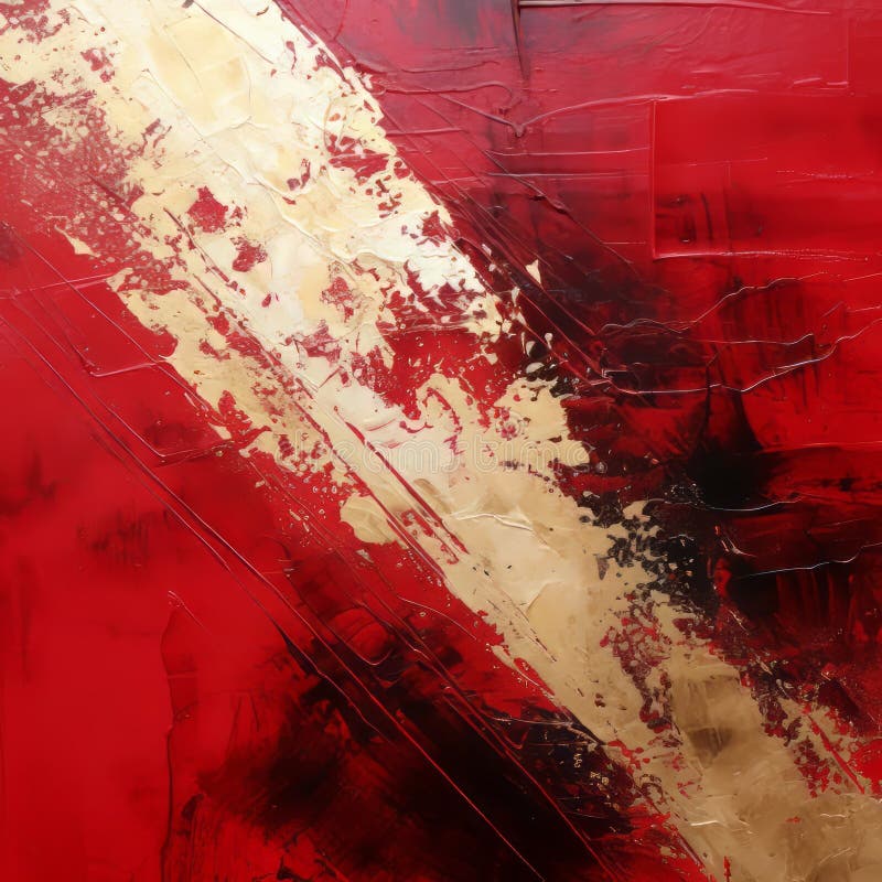 Dramatic Abstract Painting with Gold and Red Accents Stock Illustration ...