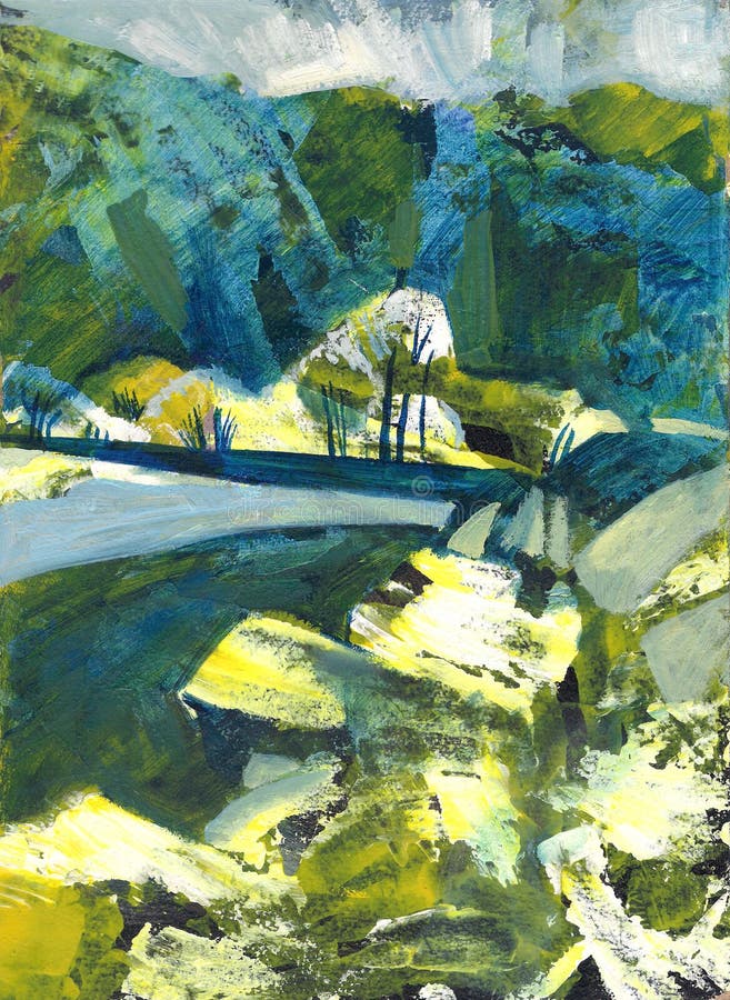 Oil painting landscape stock illustration. Illustration of artistic ...