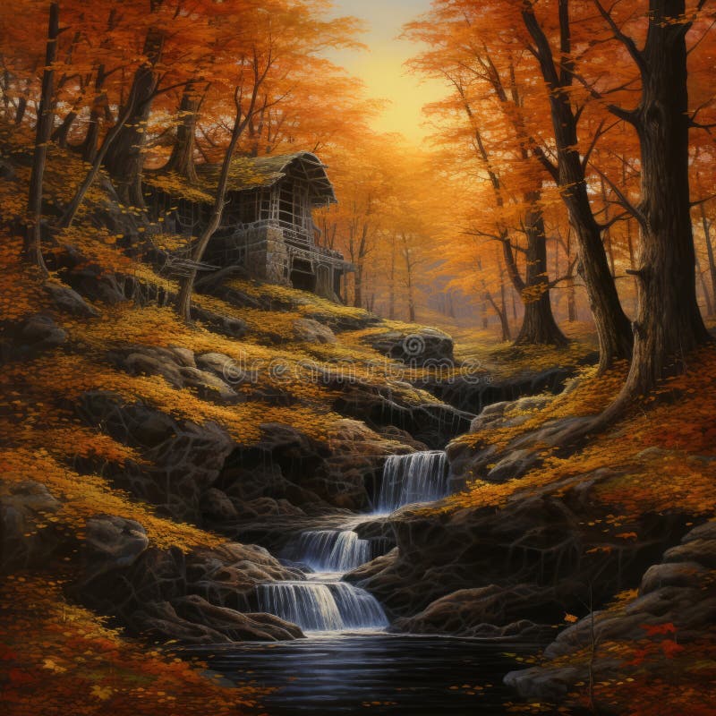 Waterfall in the Woods Horror Waterfall with a Landscape of Dead Trees ...