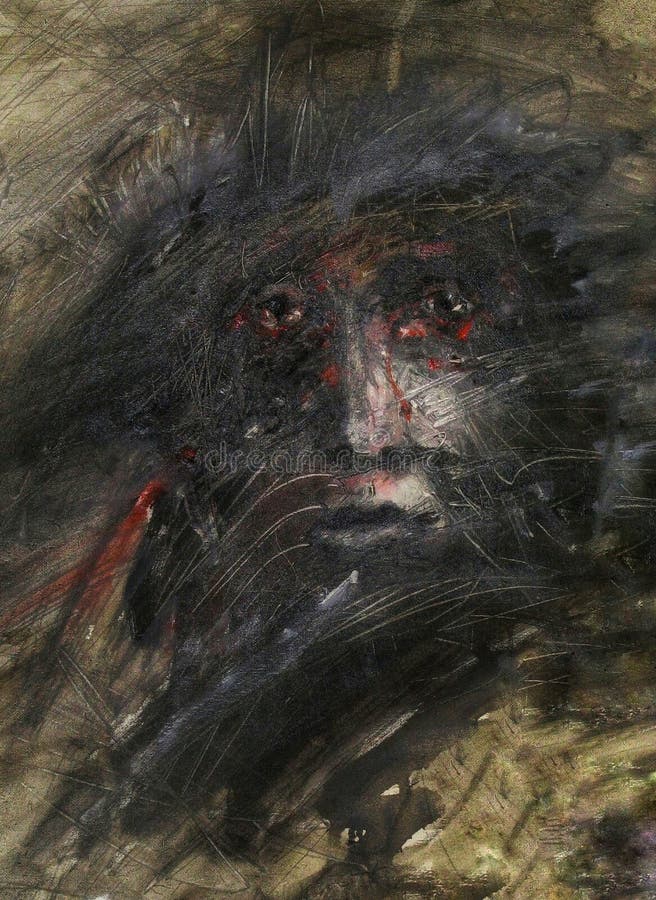 An Oil Paintings of a Disturbed Young Man Stock Illustration ...