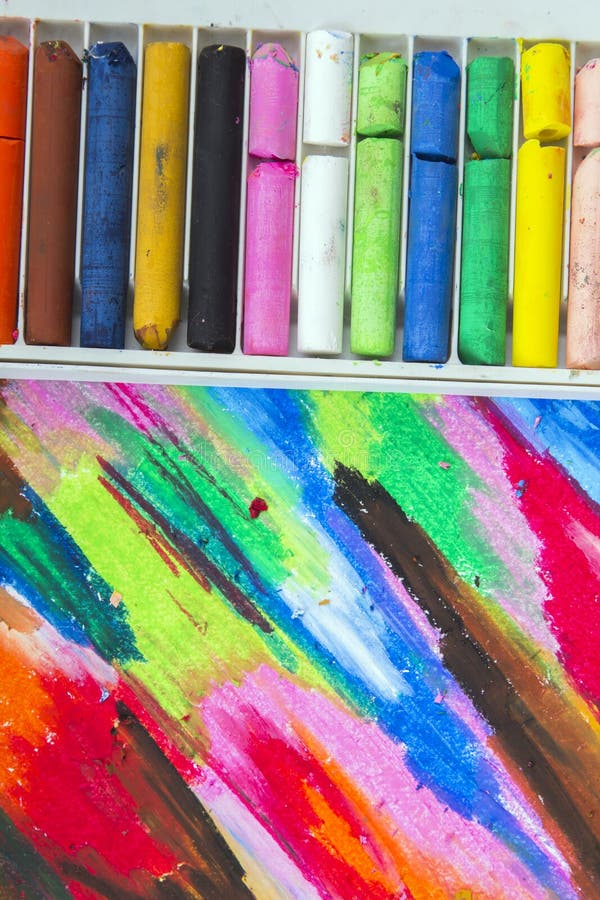 Oil pastels stock photo. Image of preschool, draw, rainbow - 45717066