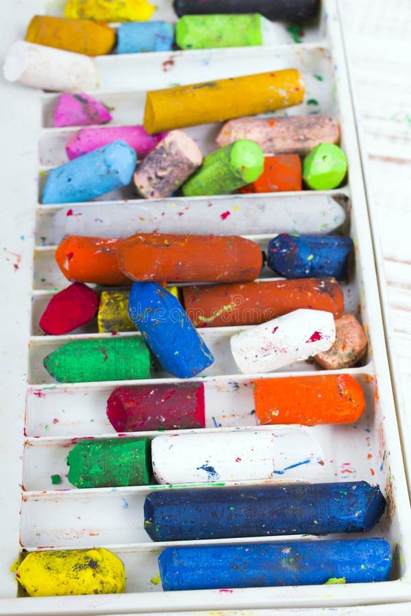Oil pastels in a box stock photo. Image of color, preschool - 83233782