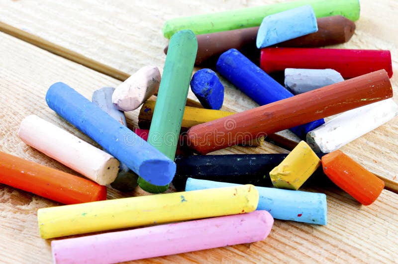 Oil Pastels Crayons Colorful on Wood Table. Stock Photo - Image of draw ...