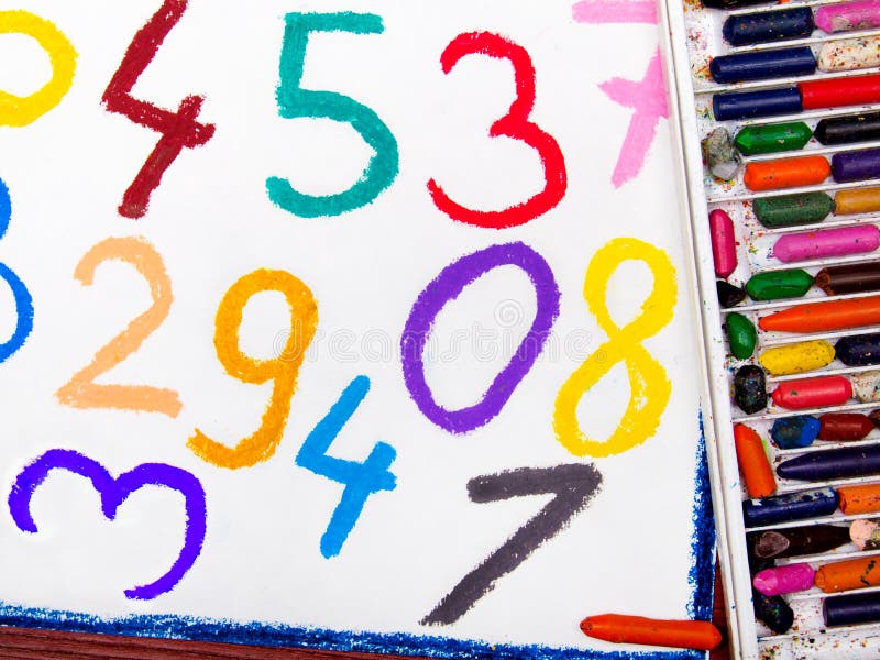 Drawing: Math Lesson with Colorful Numbers Stock Photo - Image of ...