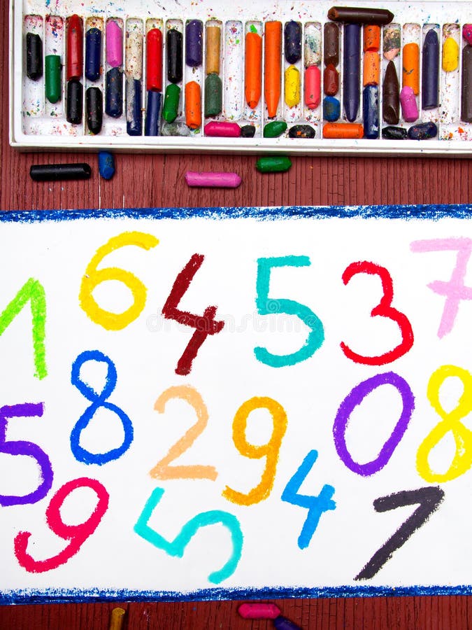 Drawing: Math Lesson with Colorful Numbers Stock Illustration ...
