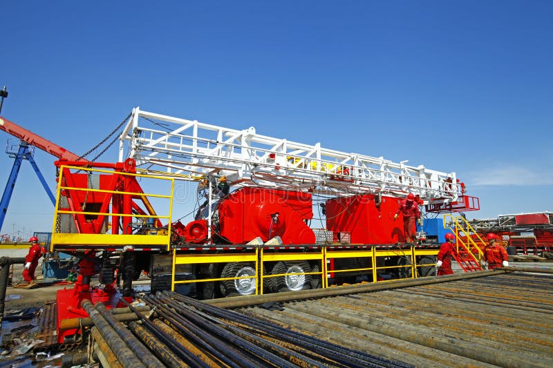 Oil Pipe and Oil Drilling Rig Equipment Stock Photo - Image of tubing ...