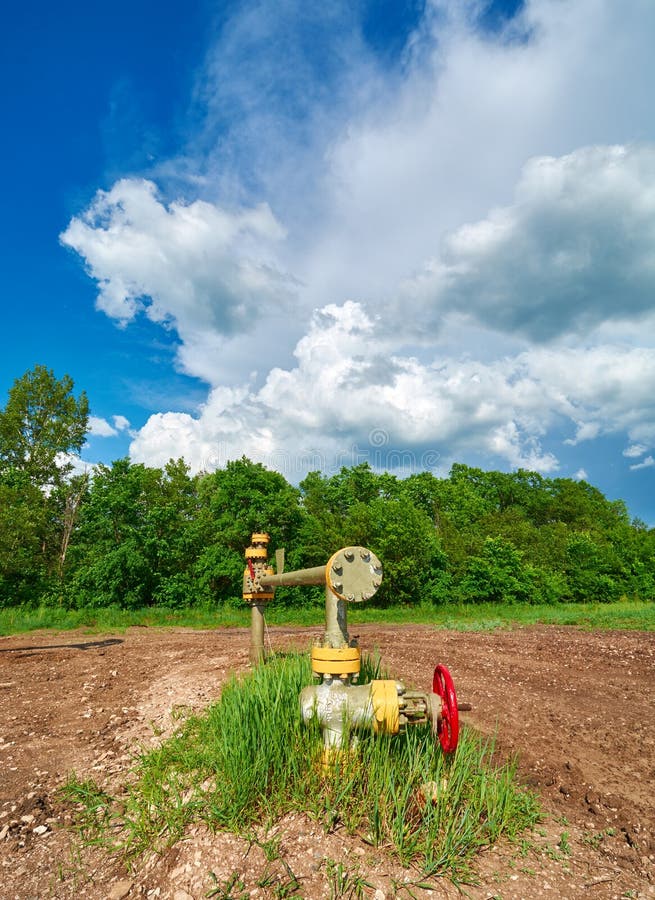 Oil Pipeline with the Tap Valve Stock Photo - Image of plant ...