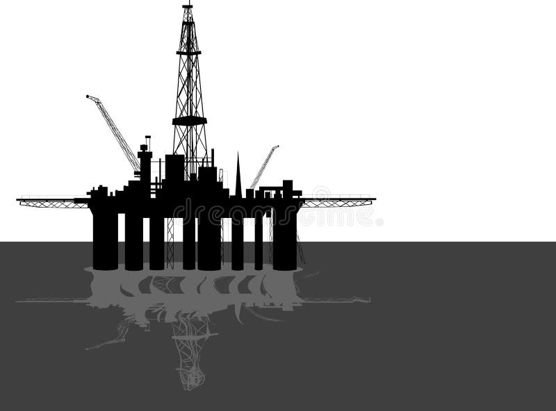 Oil platform vector stock vector. Illustration of bird - 12851607