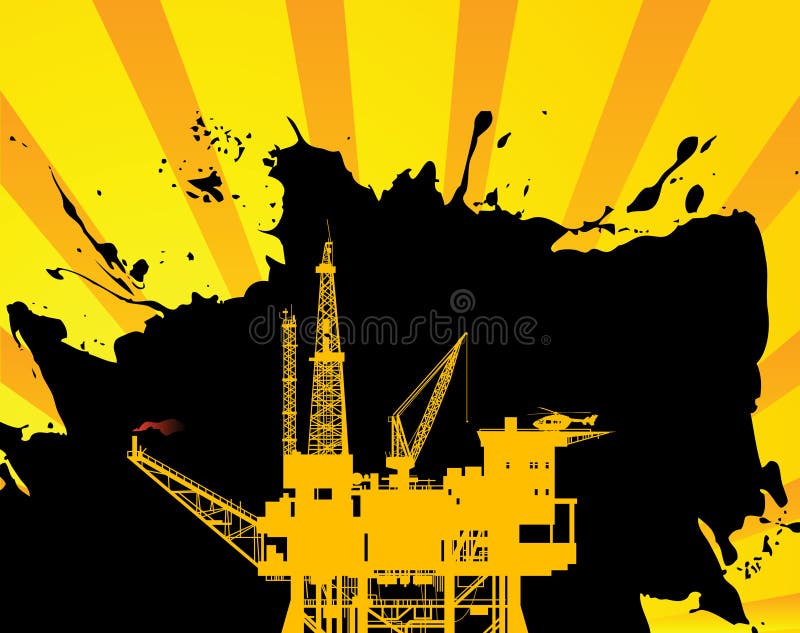 Oil rig silhouettes stock vector. Illustration of platform - 18930005