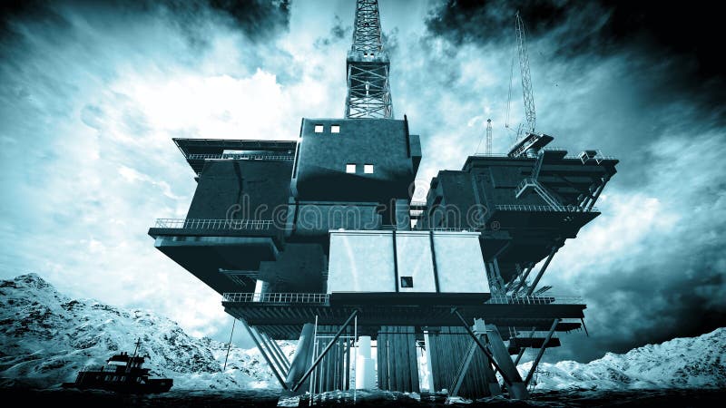 Drilling Offshore Platform Oil Rig Stock Illustration - Illustration of ...
