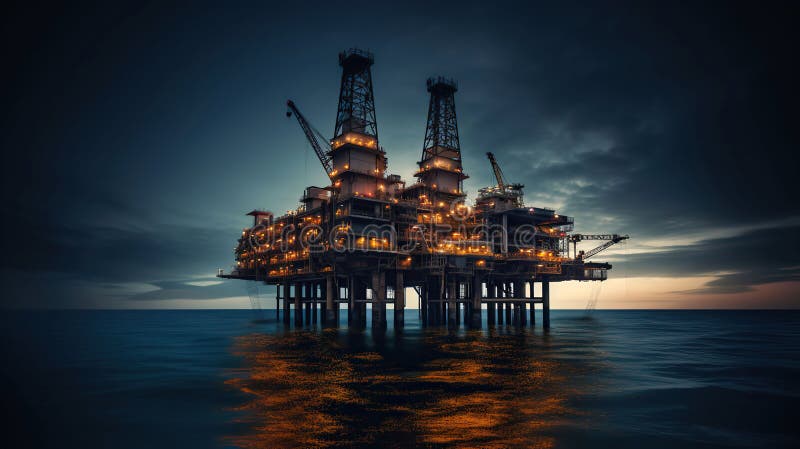 Oil Rig Platform, on a Calm Sea, Ultra Realistic Image, Generative Ai ...