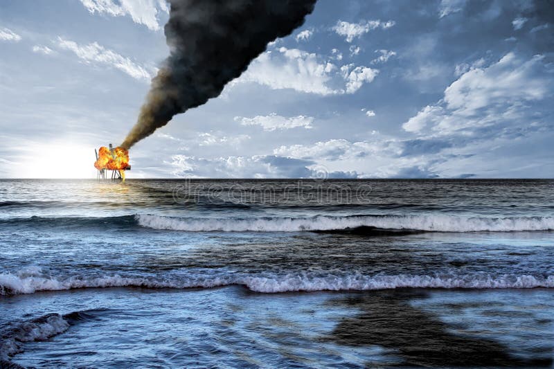 Oil platform explosion stock photo. Image of natural - 15028696