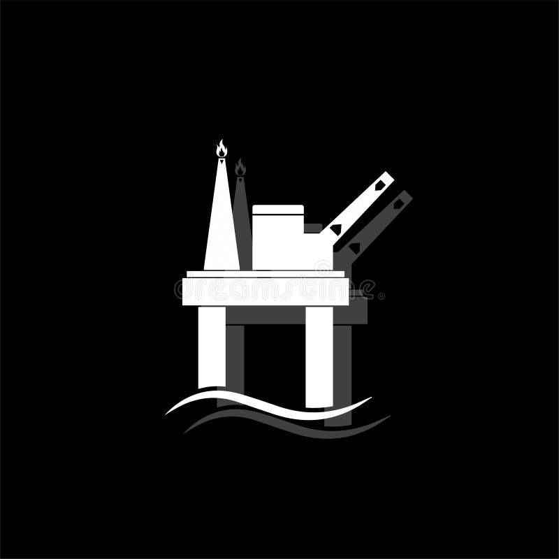 Oil platform icon flat stock illustration. Illustration of drilling ...