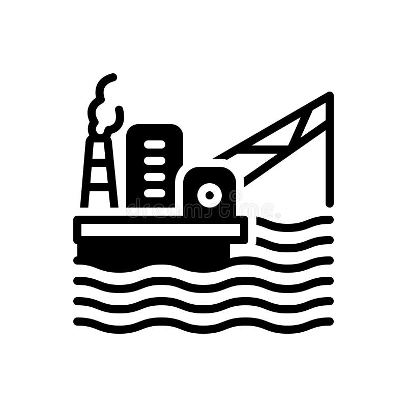 Black Solid Icon for Oil Platform, Offshore and Development Stock ...