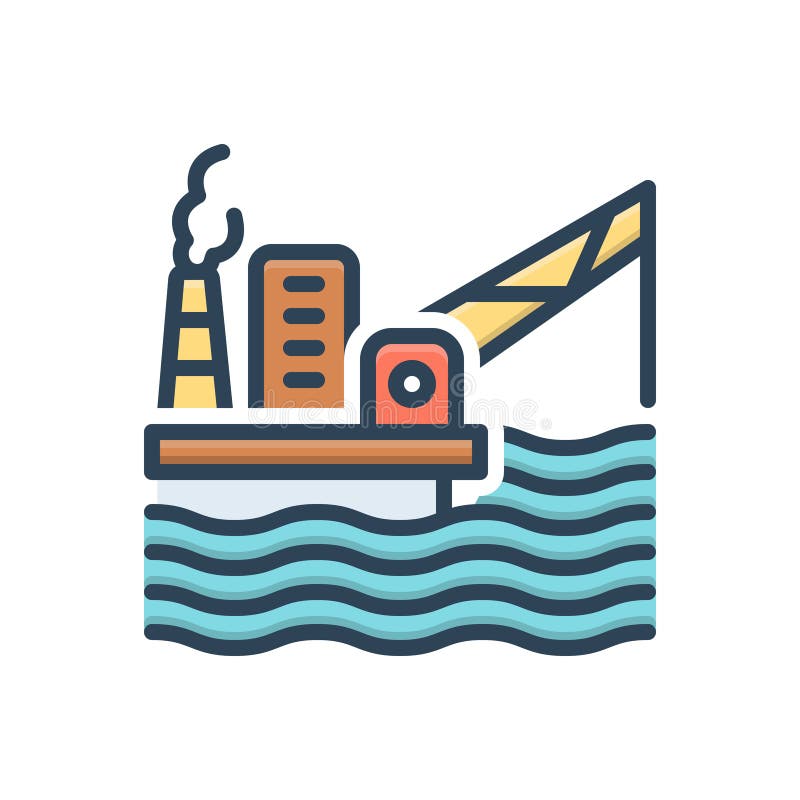 Color Illustration Icon for Oil Platform, Offshore and Development ...