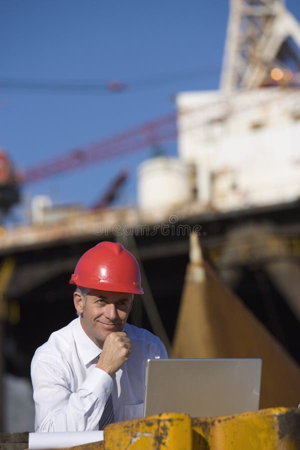 An Oil Platform Inspector on the Phone Stock Photo - Image of drilling ...