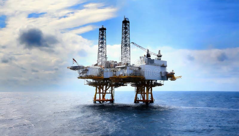 Oil Platform in the Ocean. Generated with AI Stock Illustration ...