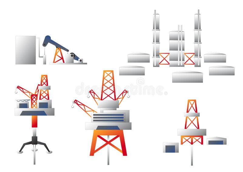 Sea Oil Rig Offshore Platform Technology Flat Vector Illustration ...