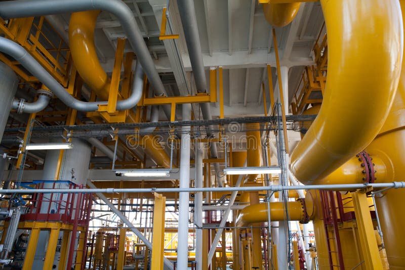 Oil Platform Pipeline and Pressure Transfer System Stock Photo - Image ...