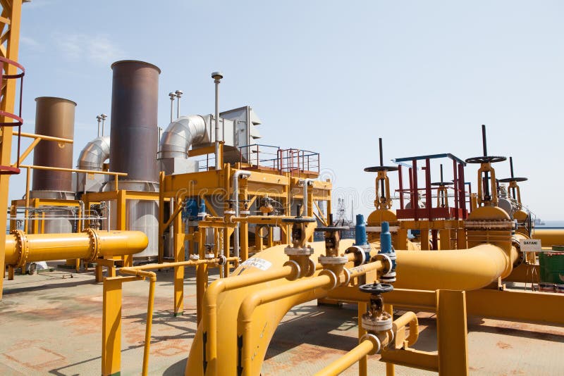 Oil Platform Pipeline and Pressure Transfer System Stock Photo - Image ...