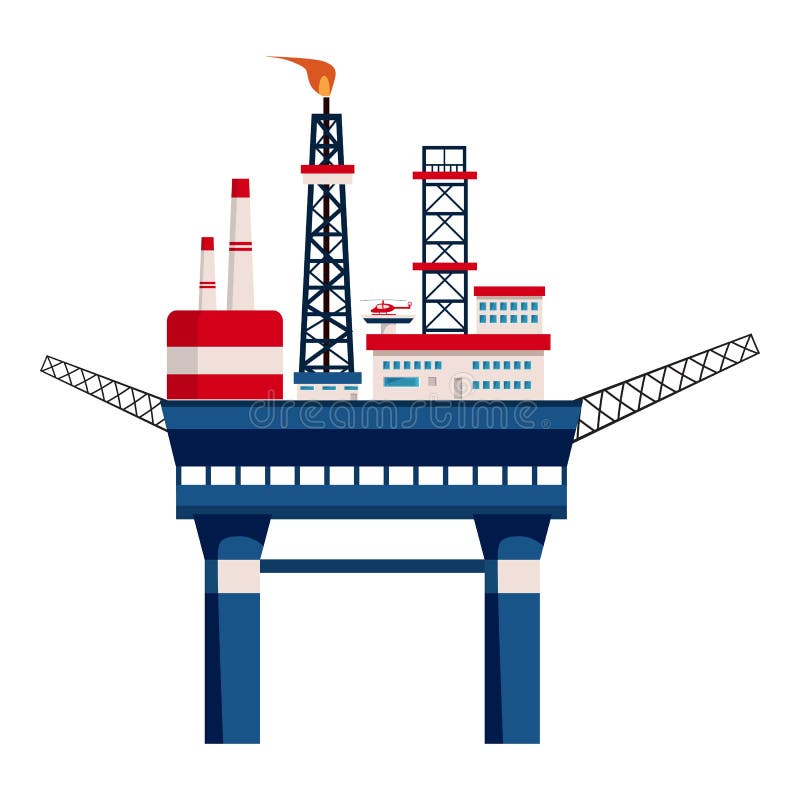 Oil Platform at Sea Icon, Cartoon Style Stock Vector - Illustration of ...