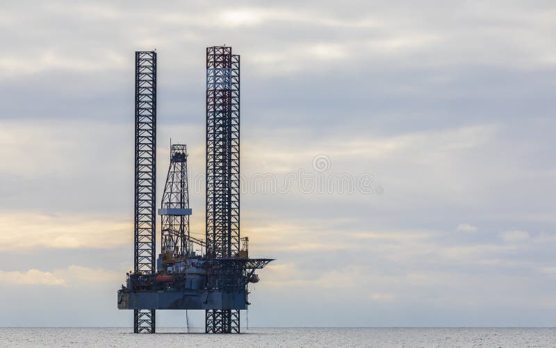 Oil Platform in the Sea at Sunset Stock Image - Image of sunset ...