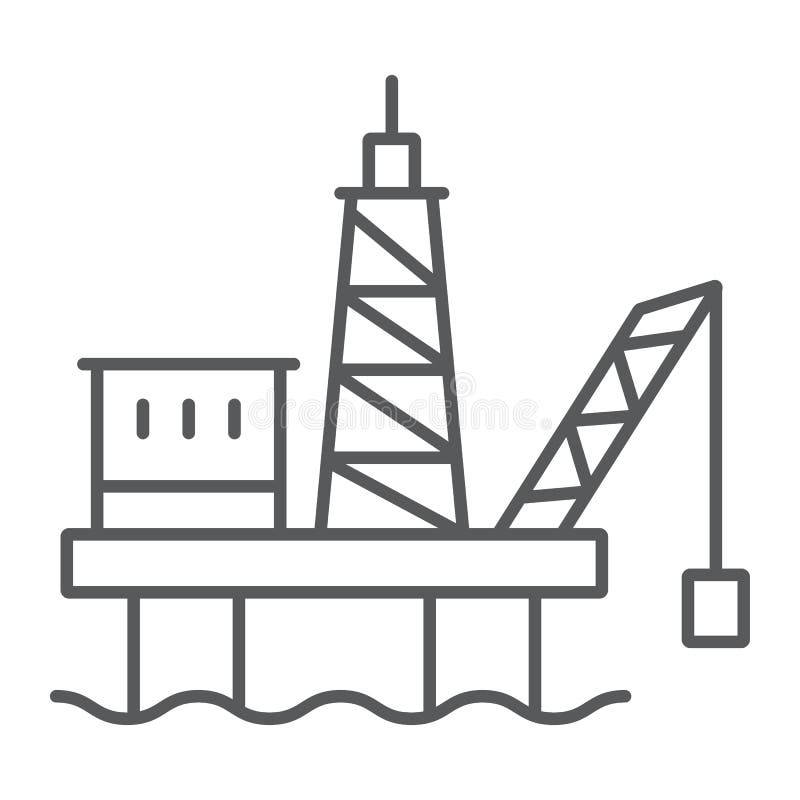 Oil Platform Line and Glyph Icon, Industrial and Derrick, Oil Rig Sign ...