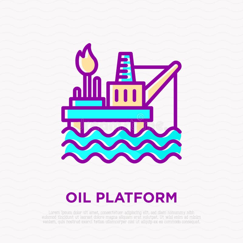 Oil Platform Thin Line Icon, Industrial and Derrick, Oil Rig Sign ...