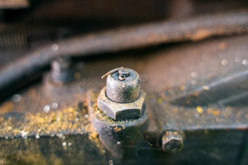 Oil Pressure Sensor on the Body of the Walk-behind Tractor Close-up ...