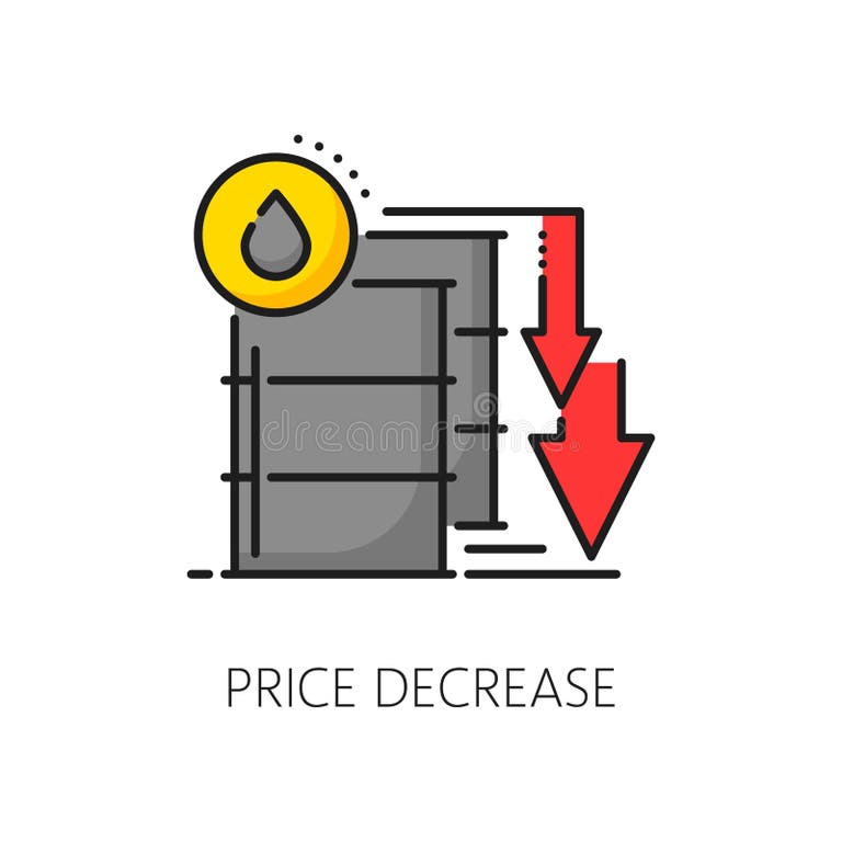 Oil Price Decrease Graph Line Icon, Energy Crisis Stock Vector ...