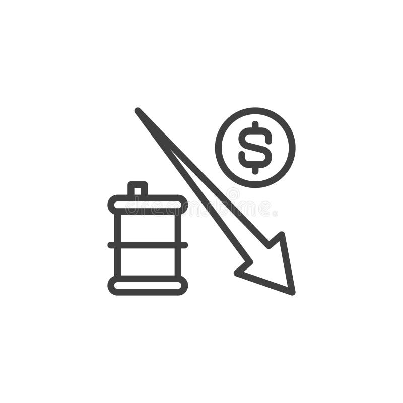 Oil Price Decrease Line Icon Stock Vector - Illustration of fuel ...