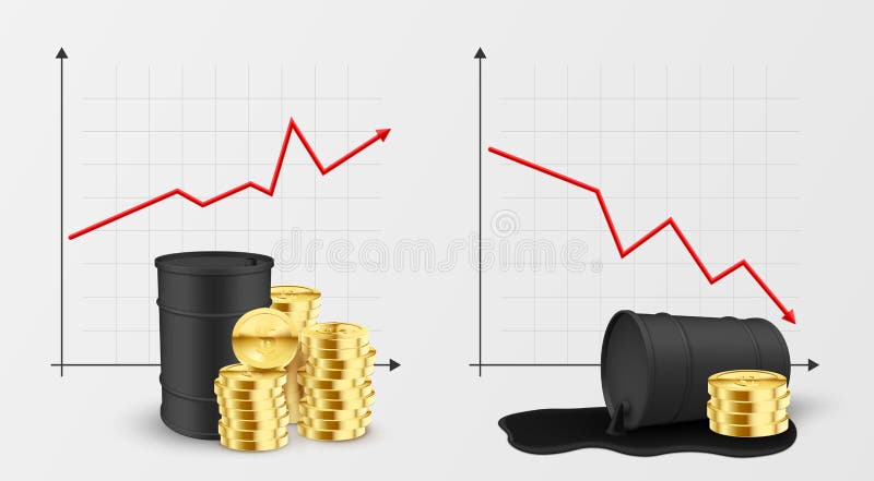 Oil Price Dynamic Increase and Decline Arrow Graph Set Realistic 3d ...