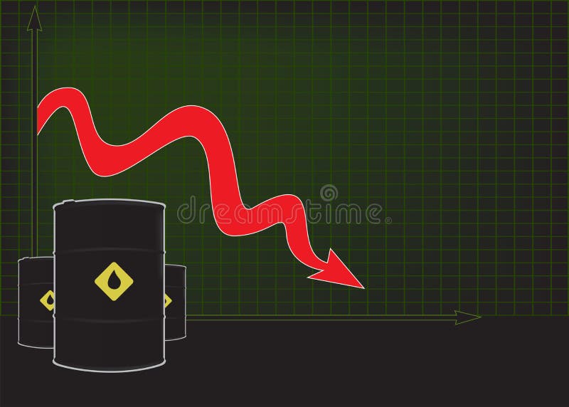 Oil Price Fall Graph with Red Down Arrow Stock Vector - Illustration of ...