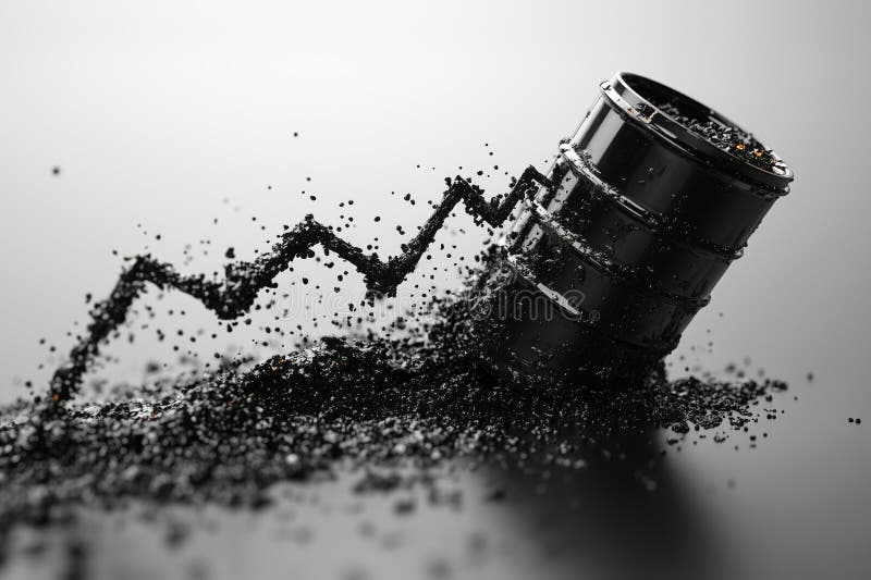 Oil Prices Drop: Spilled Barrel and Market Trend Visualization Stock ...