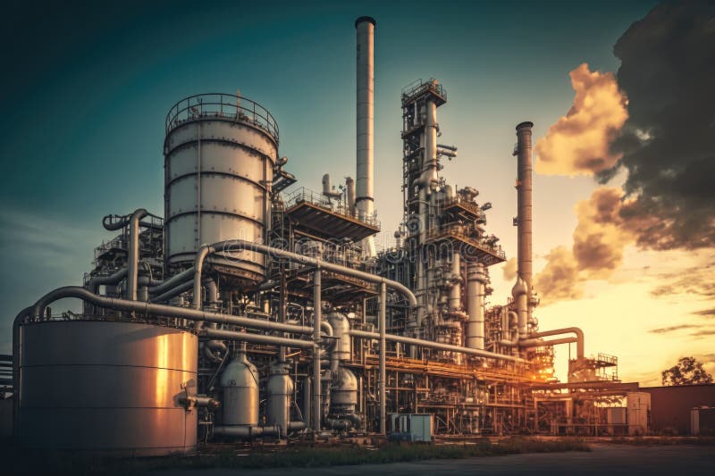 Oil Processing Plant for Petroleum Products in Factory of Refinery ...