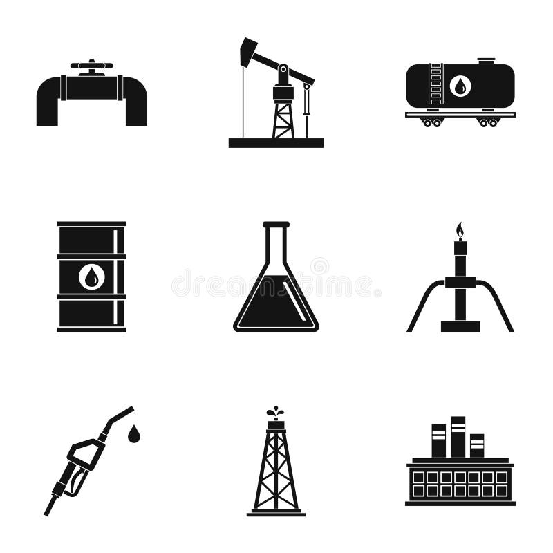 Oil Production Icons Set, Simple Style Stock Vector - Illustration of ...
