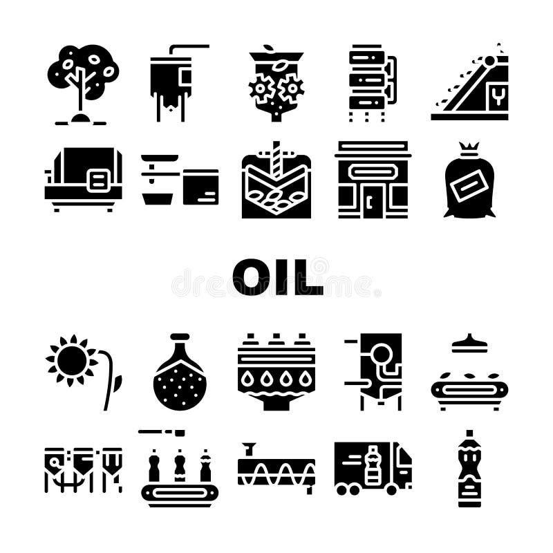 Oil Production Plant Collection Icons Set Vector Stock Vector ...