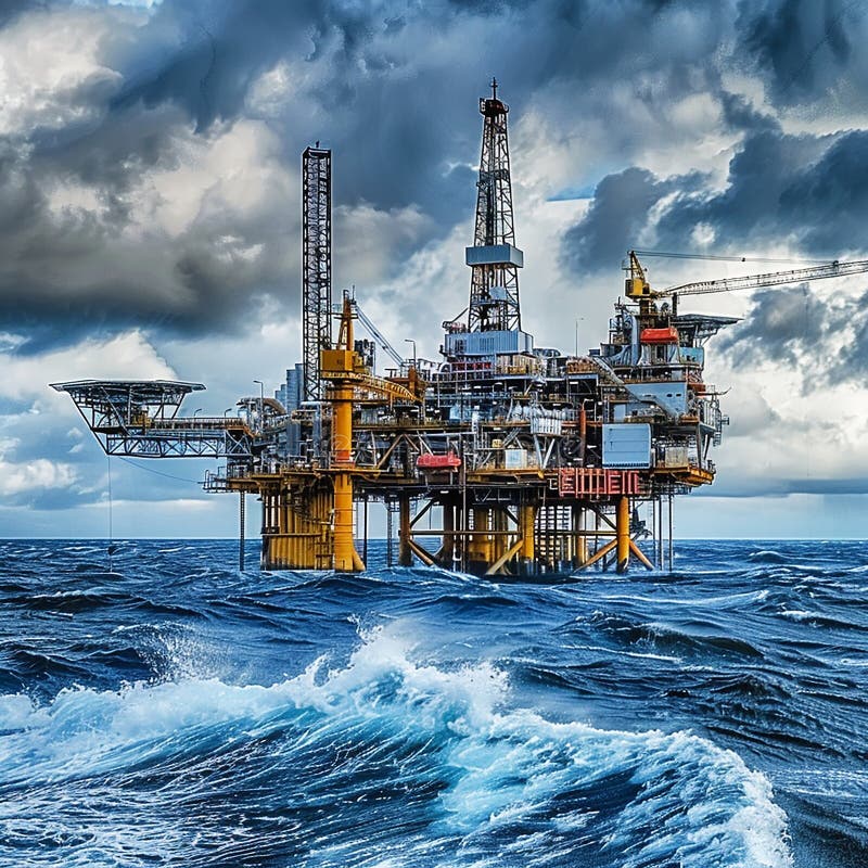 Oil Production Platform Against the Backdrop of the Open Sea Stock ...