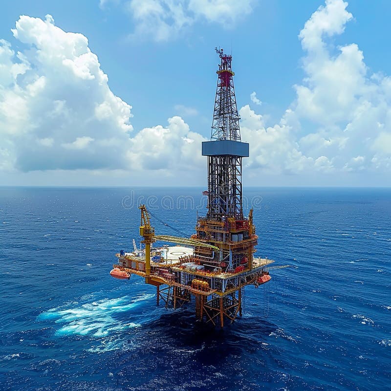 Oil Production Platform Against the Backdrop of the Open Sea Stock ...