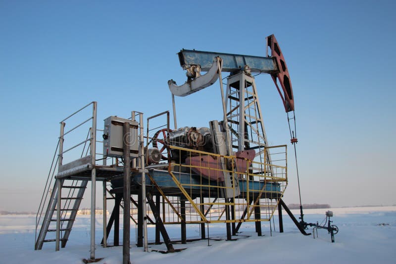 Oil Production in the Winter. Stock Image - Image of industrial, engine ...