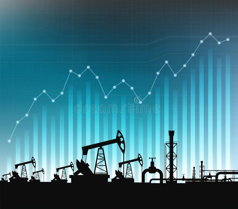 Oil Pump on Background of Financial Graphs and Charts Stock Vector ...