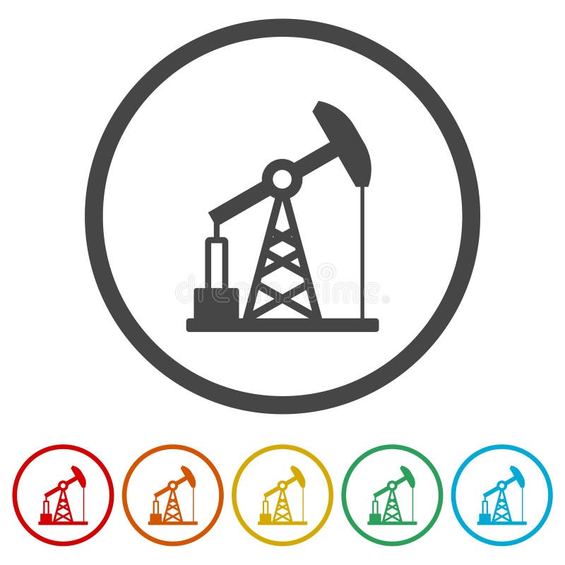 Oil pump icons set stock vector. Illustration of refinery - 167250160