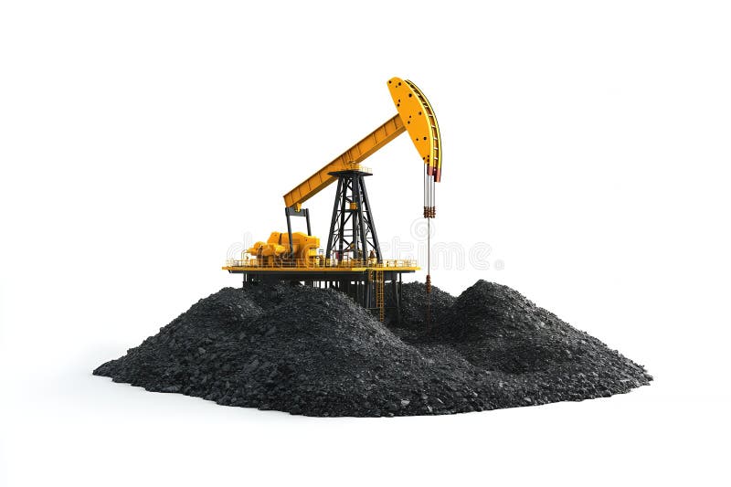Oil Pump Jack on Coal Pile Energy Resource Extraction Industry Machine ...