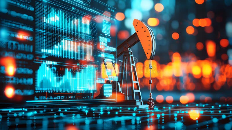 Oil Pump Jack with Futuristic Data Visualization Stock Photo - Image of visualization, data ...