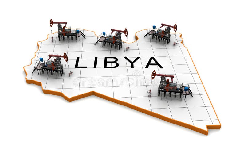 Oil Pump-jacks on a Map of Libya Stock Illustration - Illustration of ...