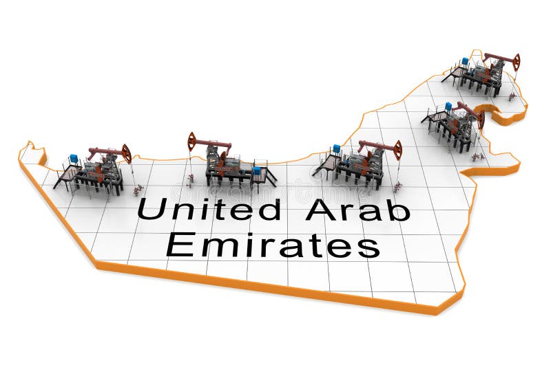 Oil Pump-jacks on a Map of United Arab Emirates Stock Illustration ...