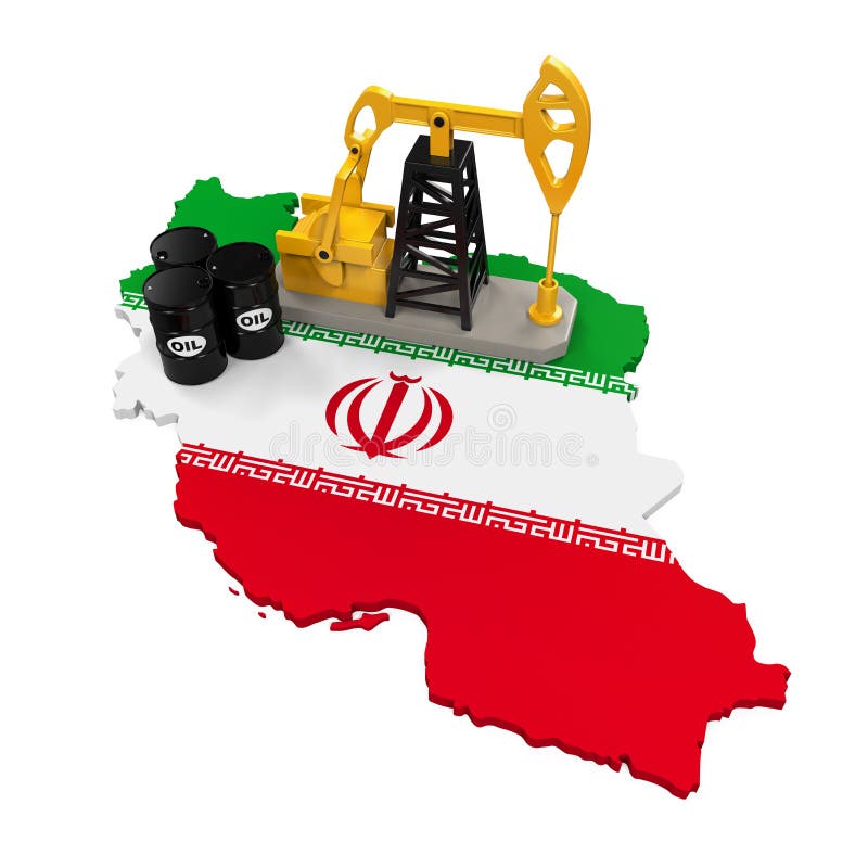 Oil Pump and Oil Barrels on Iran Map Stock Illustration - Illustration ...