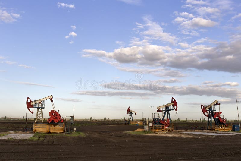 The oil pump is pumping. stock image. Image of drill - 71801673