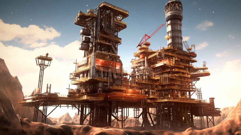 Oil Pump Rig Platform Mining Oil. Generative AI Stock Illustration ...
